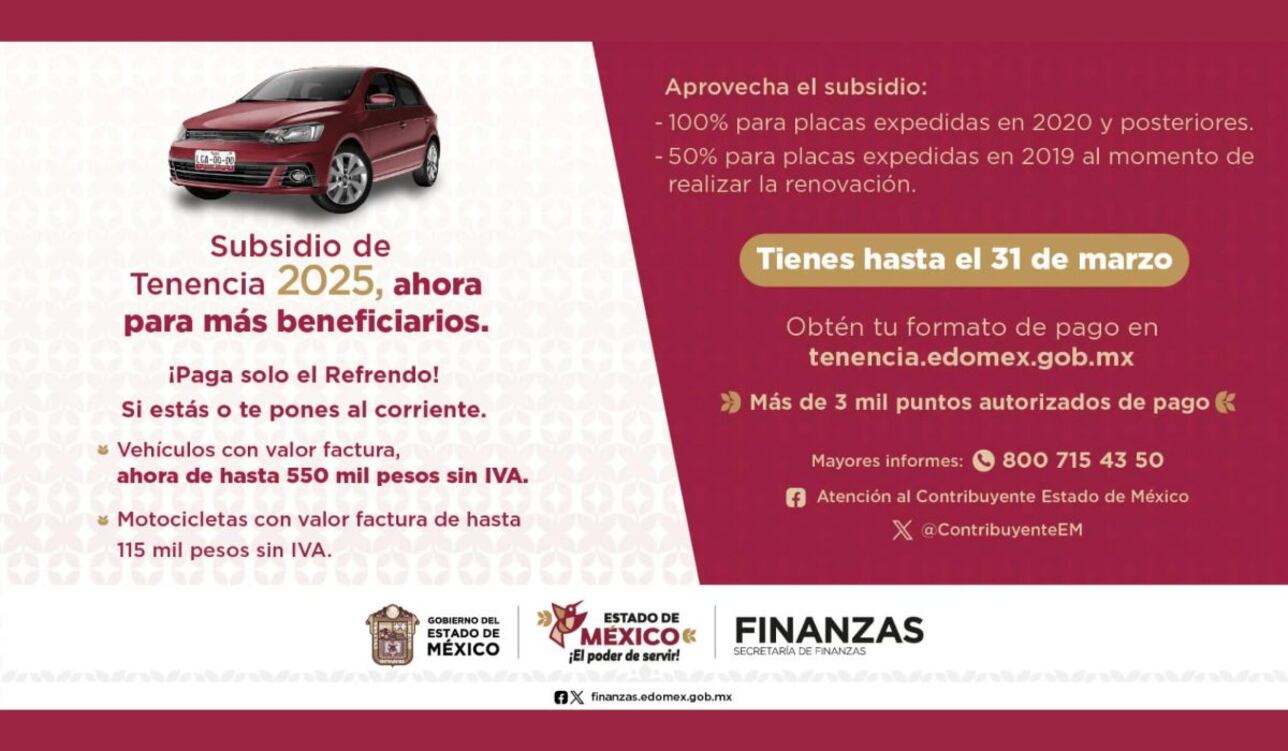 Pago de Tenencia 2025 en Edomex: fechas, montos, costos y descuentos - AS México