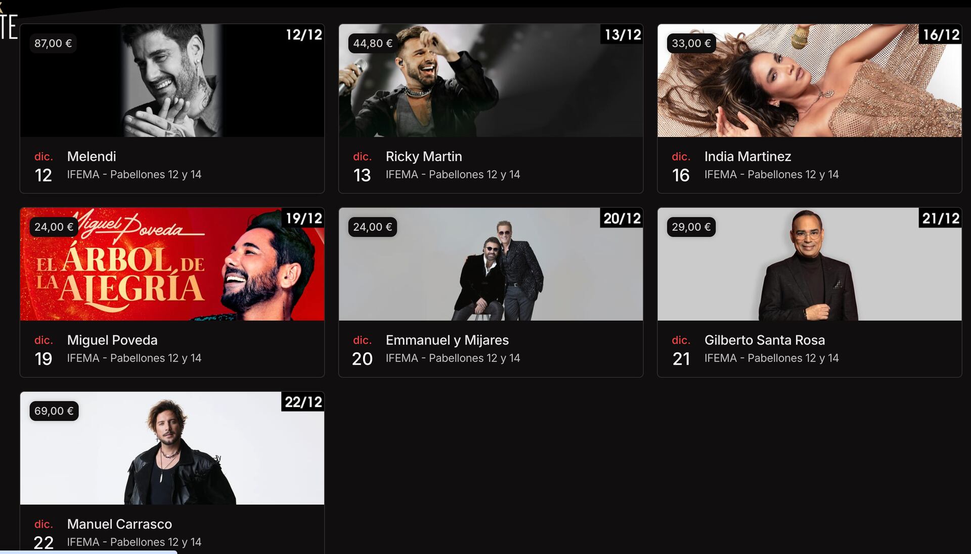 Starlite Christmas Madrid: Ricky Martin, Manuel Carrasco o Melendi, los ...