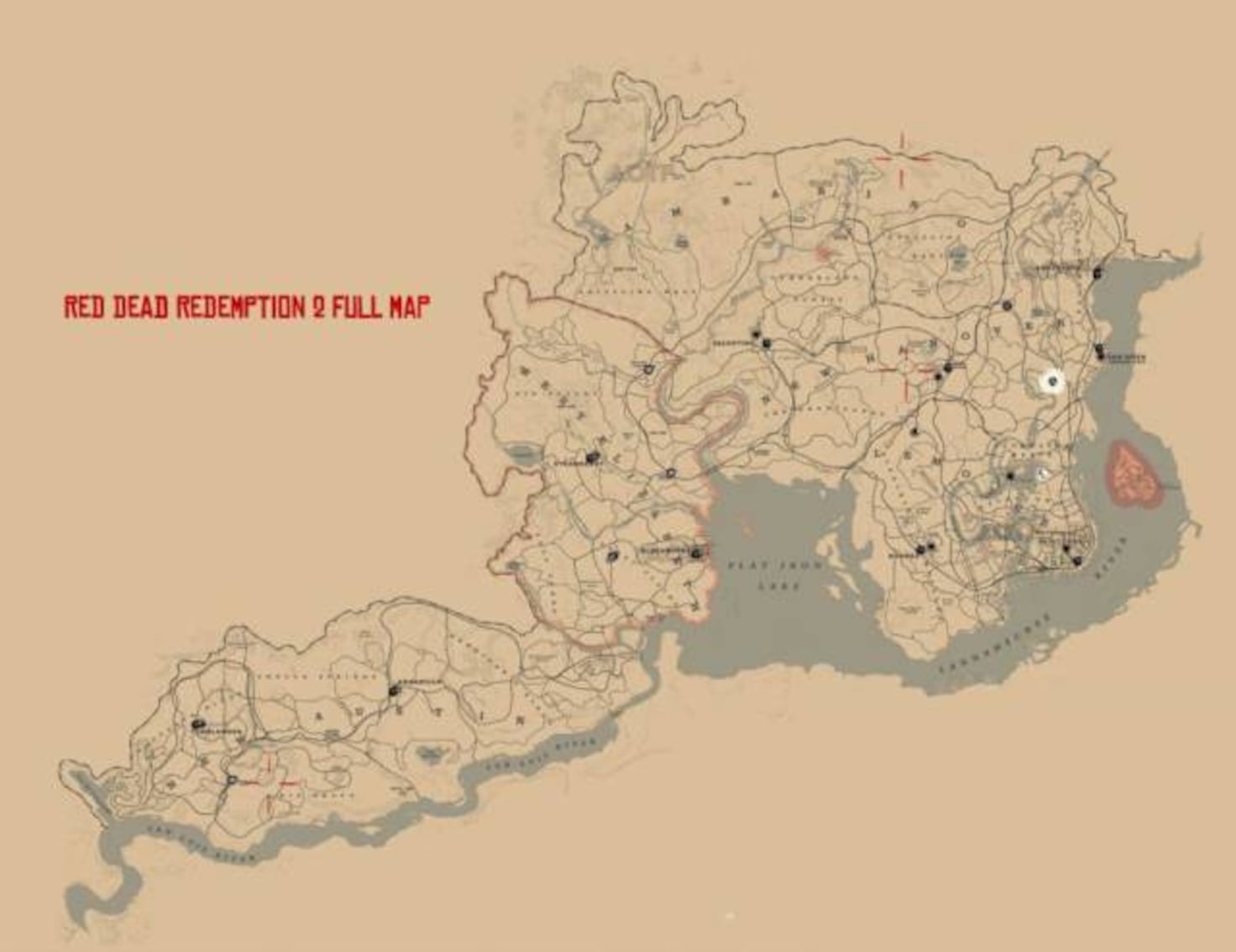 Así es el mapa de Red Dead Redemption 2 al completo (alta resolución ...