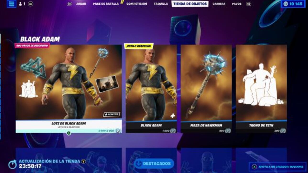Black Adam llega a la tienda de Fortnite: así es la nueva skin de ...