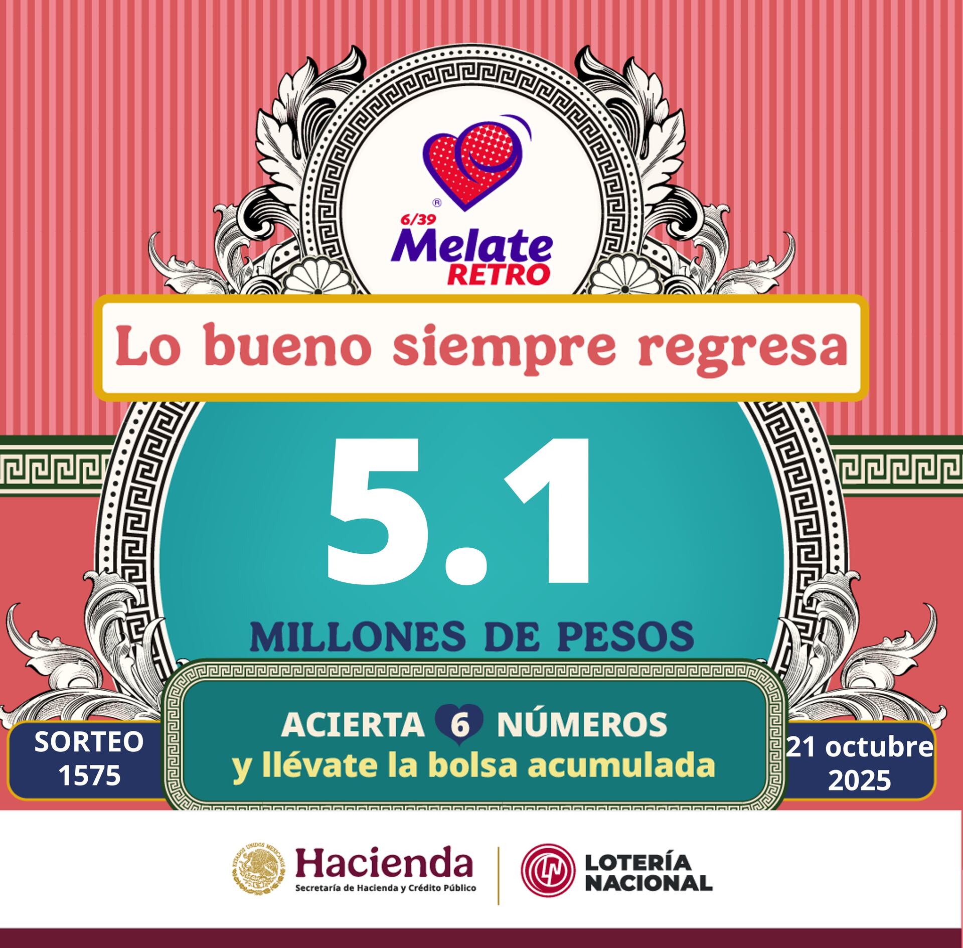 Resultados Melate Retro 1575: premios y números que cayeron hoy 21 de ...