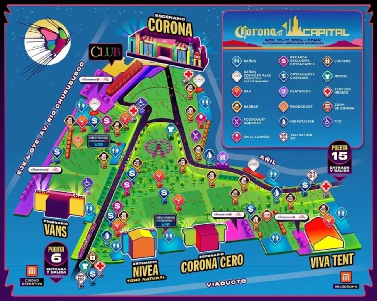Corona Capital 2024: Mapa del festival, horarios y rutas para llegar - Tikitakas