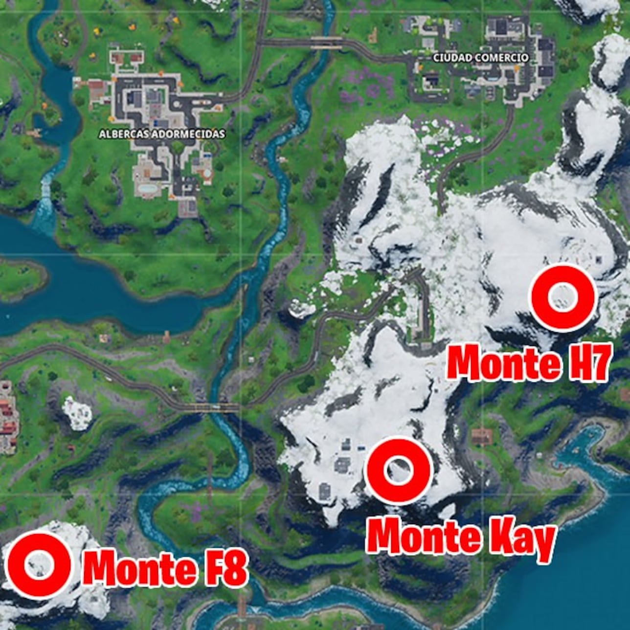 Desafío de Fortnite: ¿dónde están el Monte H7, el Monte F8 y el Monte ...