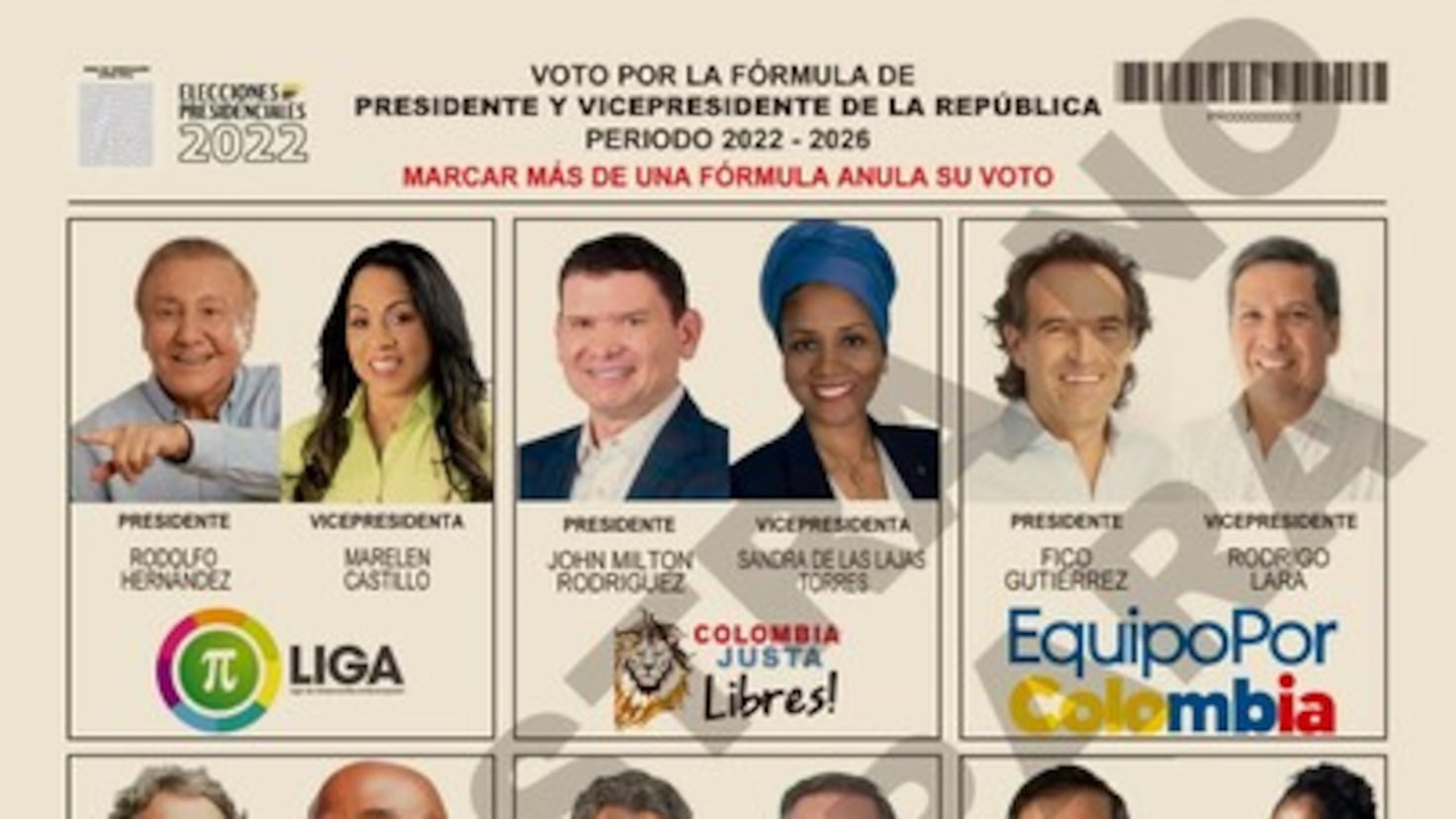 Así Será El Tarjetón Electoral De La Primera Vuelta Presidencial As
