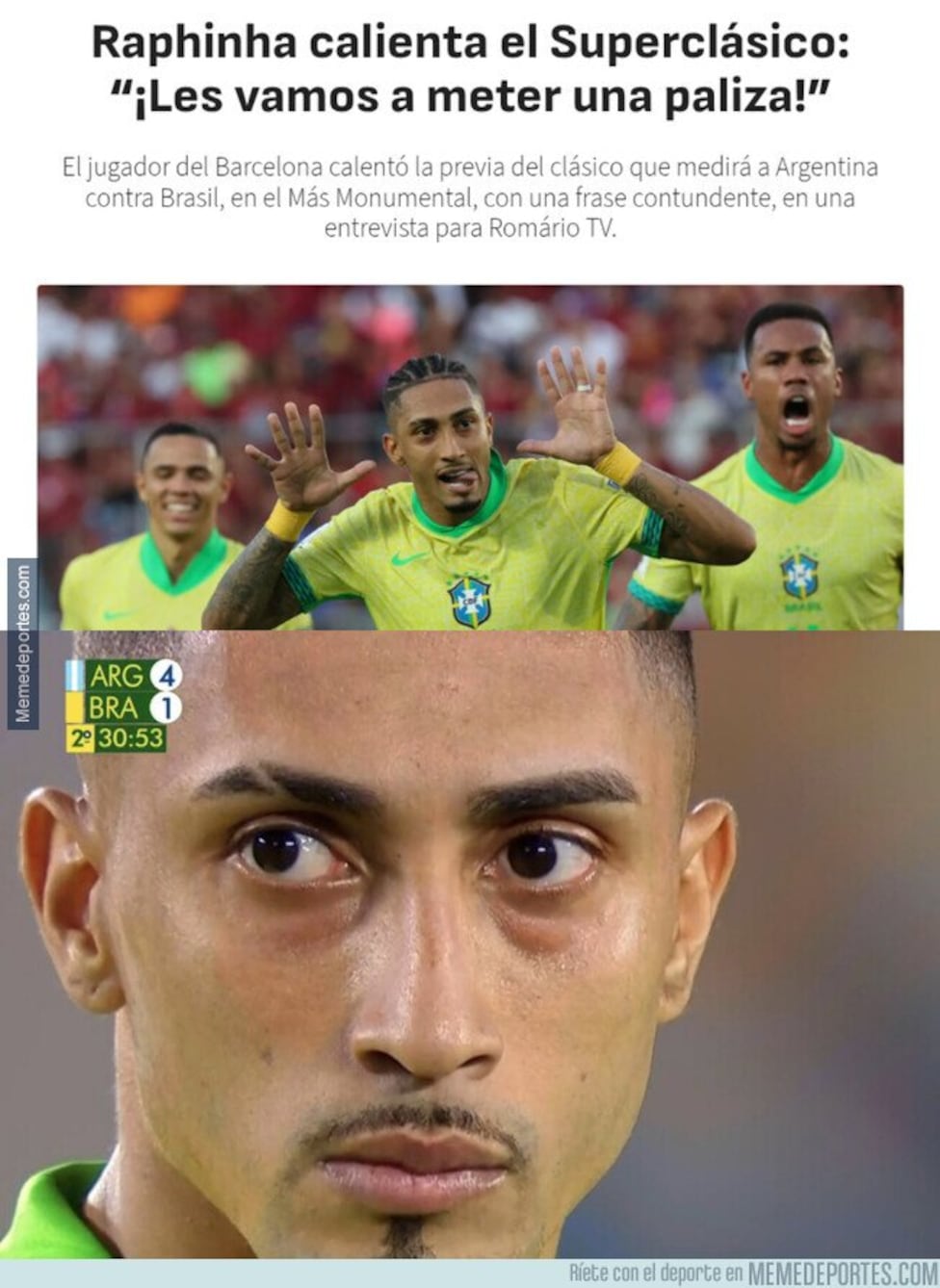 Los memes no tienen piedad con Raphinha tras el Superclásico - AS.com